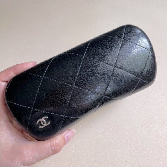 CHANEL | Accessories | Chanel Black Quilted Sunglasses Hard Case Large ...